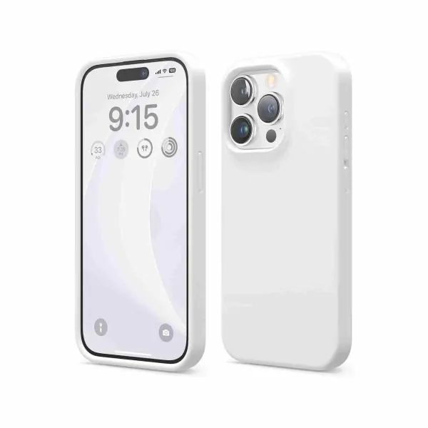 elago Cover Silicone Liquido Compatibile con iPhone 15 Pro Case Custodia Silicone Premium Protezione Completa Struttura Antiurto a 4 Strati Fodera in Morbida Microfibra Antigraffio Bianco RDN Street M...